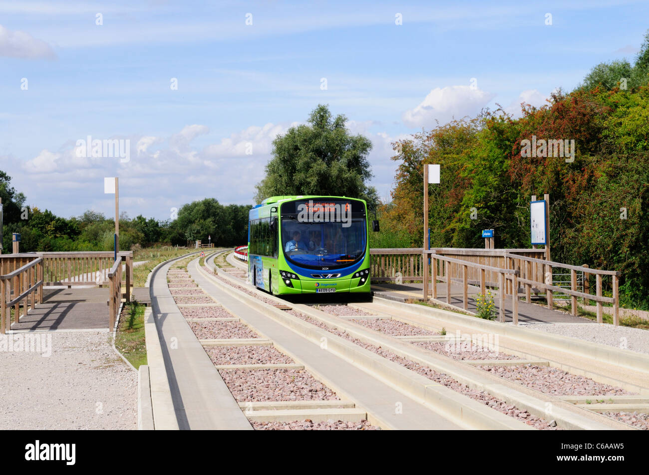 A Single Decker Bus on The Guided Busway at Fen Drayton Lakes RSPB ...