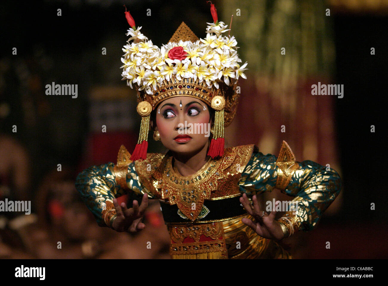 Balinese Gamelan dancer performing during Bali Arts Festival. Denpasar ...