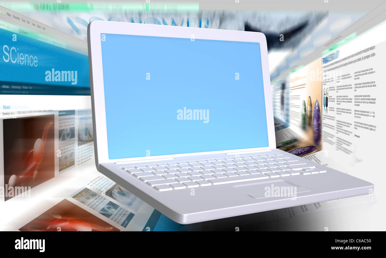 fast browsers behind a white laptop with empty screen Stock Photo - Alamy
