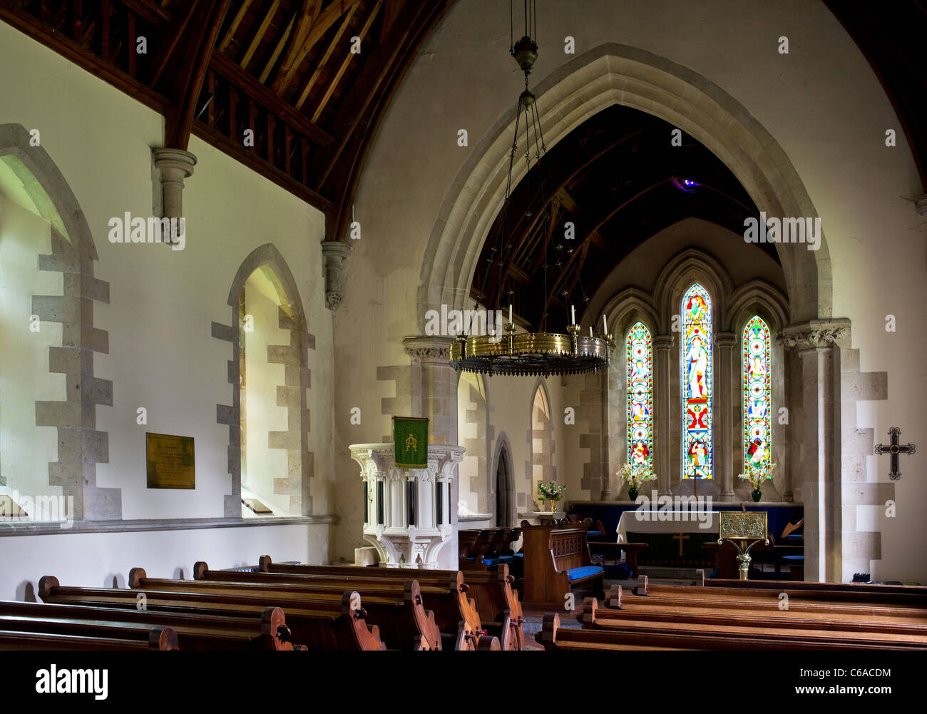 The interior of St Teilo Church in Merthyr Mawr in wales Stock Photo ...