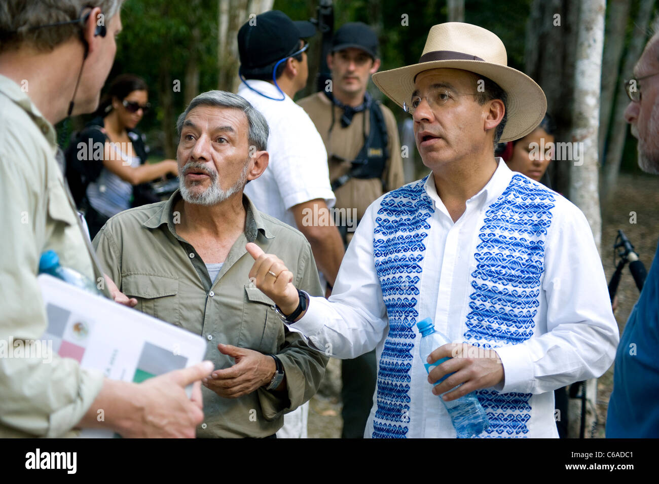 President Calderon with guide at Calakmul Stock Photo - Alamy