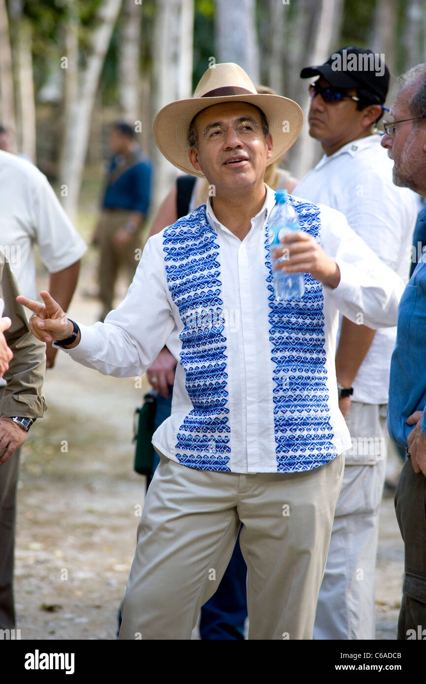 President Felipe Calderon of Mexico at Calakmul Stock Photo - Alamy