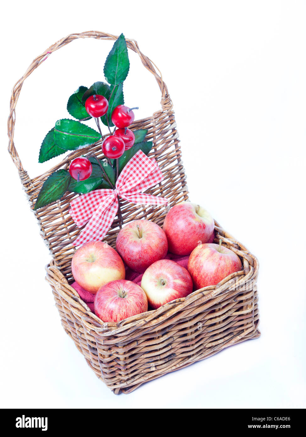 Basket of apples isolated on white Stock Photo - Alamy