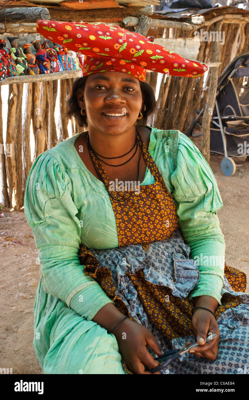 Herero woman in traditional dress, Damaraland, Namibia Stock Photo - Alamy