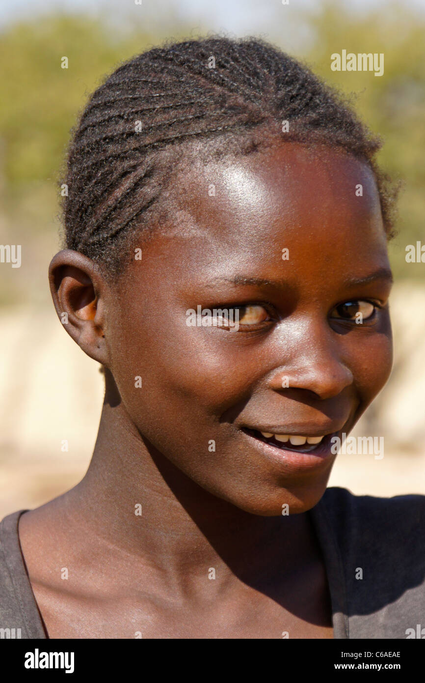 Herero girl with braided hair (cornrows), Damaraland, Namibia Stock ...