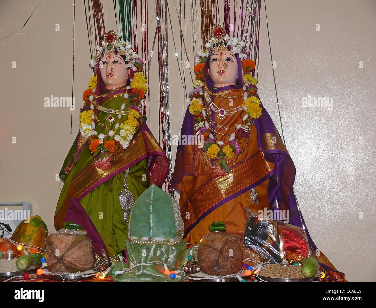 Idol of goddess Gauri during Ganesh festival, Pune, Maharashtra, India ...