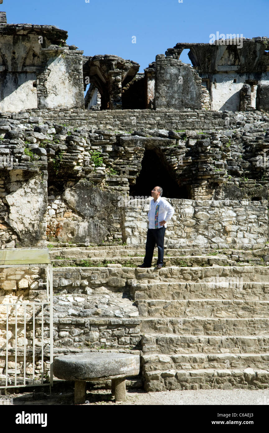 President Calderon of Mexico touring Palenque Stock Photo - Alamy