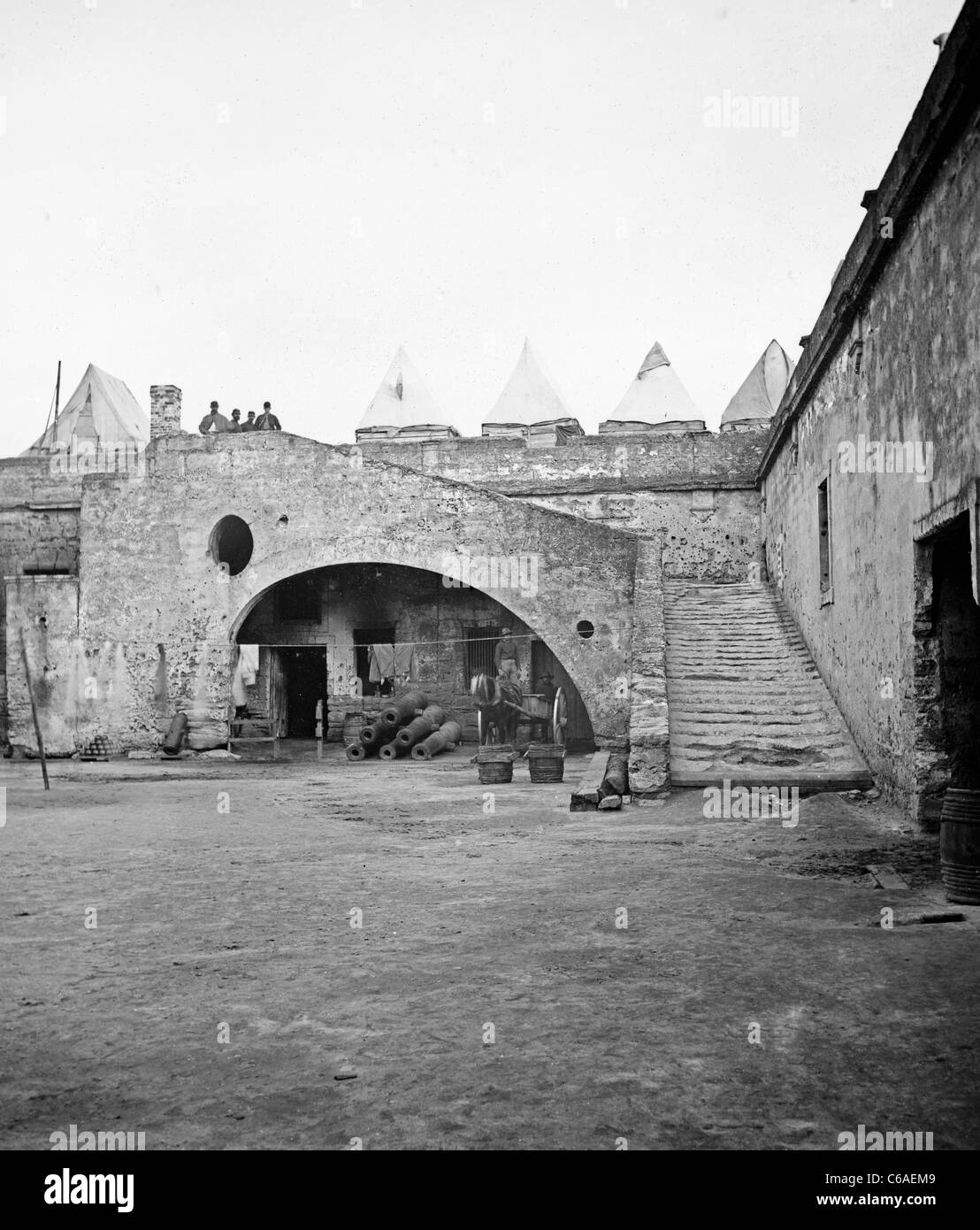 Interior view of Fort Marion St. Augustine, Florida, circa 1865 Stock ...