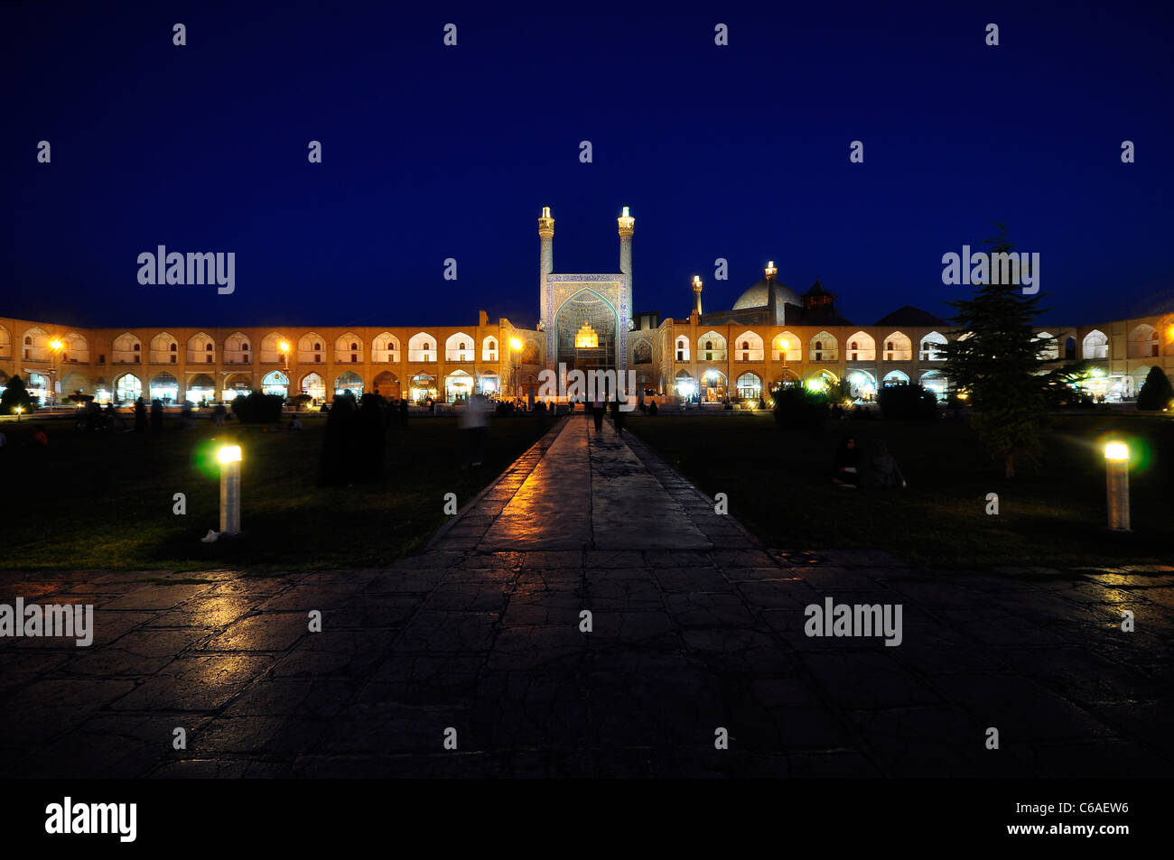 Night shot from Nagshe Jahan Square with Shah Mosque (Imam Mosque) in ...