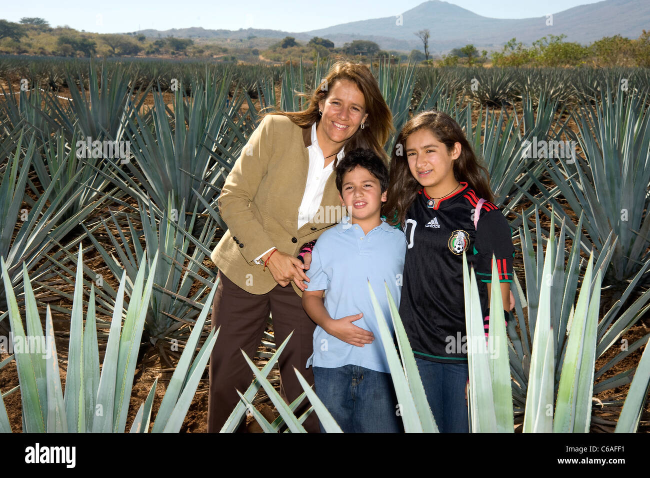 President Calderon's family pose for a photo in agave plantation Stock ...