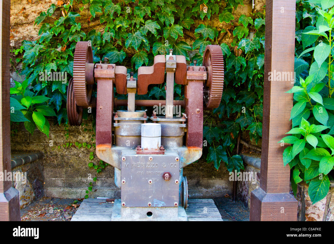 Antique must pump at Guglielmo's Winery in Morgan Hill California Stock ...