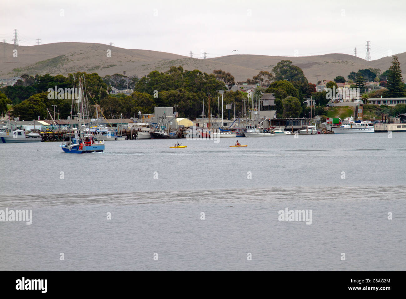 Morro Bay harbor on overcast day Stock Photo - Alamy