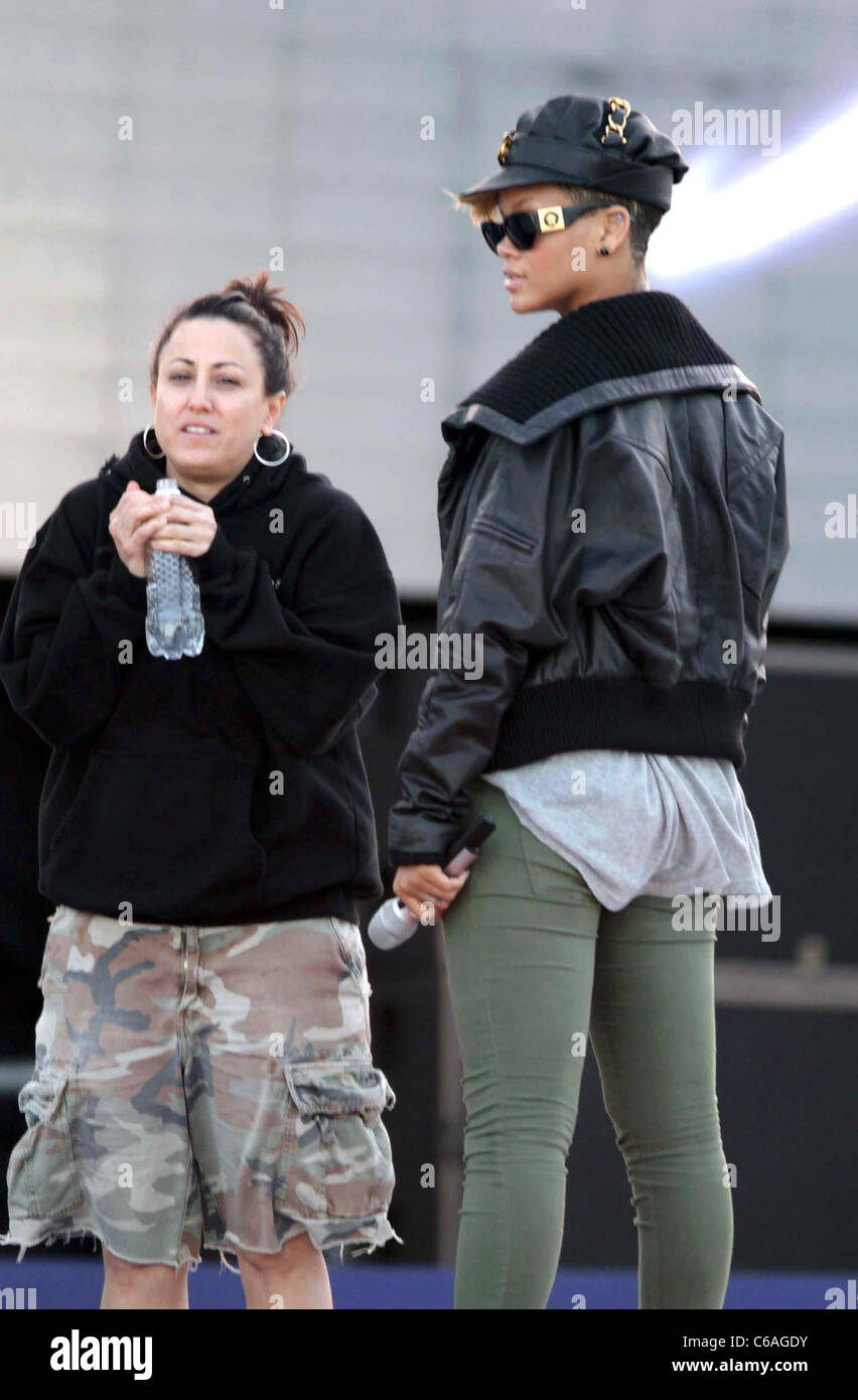 Singer Rihanna during rehearsals ahead of her performance at the Pepsi ...