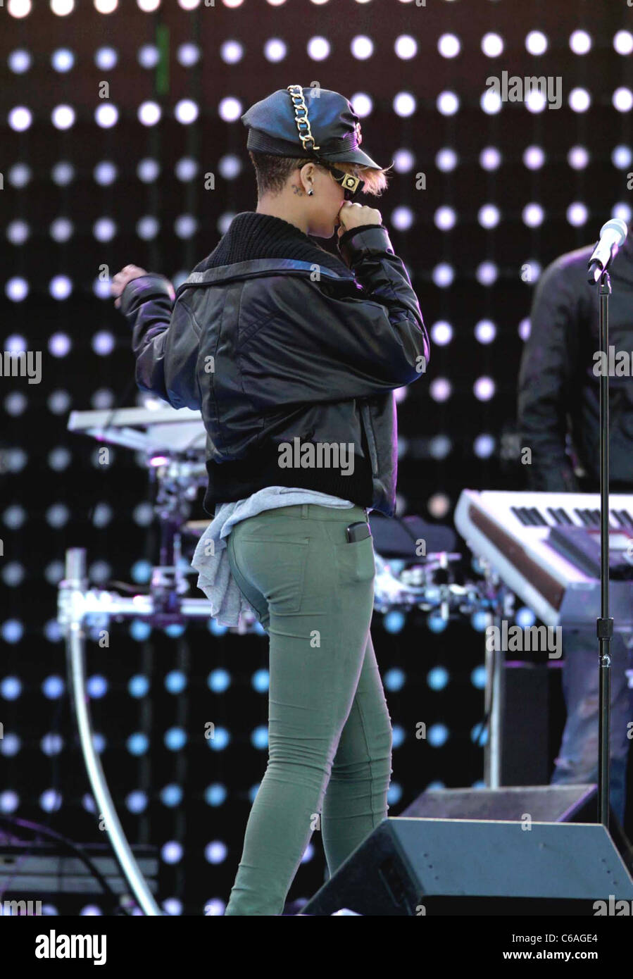 Singer Rihanna during rehearsals ahead of her performance at the Pepsi ...