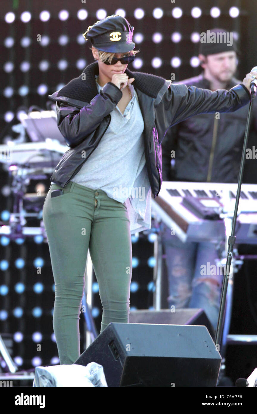 Singer Rihanna during rehearsals ahead of her performance at the Pepsi ...
