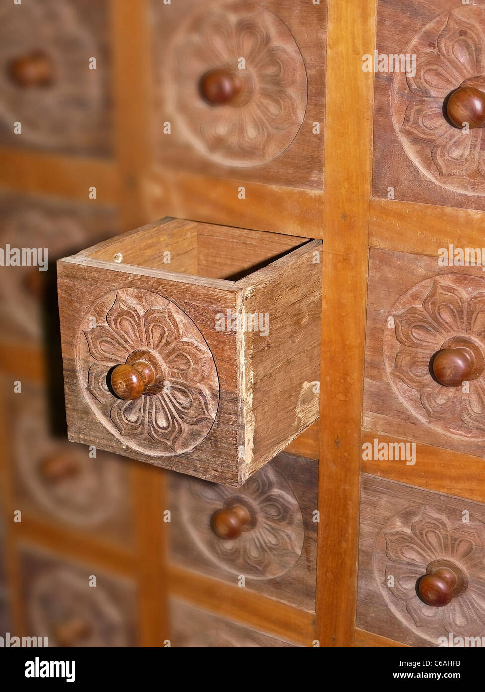 Decorative wooden drawers Stock Photo - Alamy