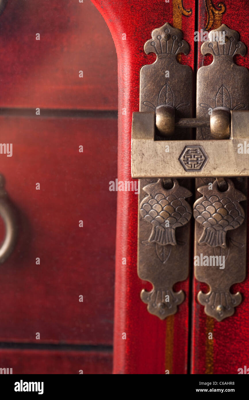 Close-up of a Chinese cabinet and lock Stock Photo - Alamy