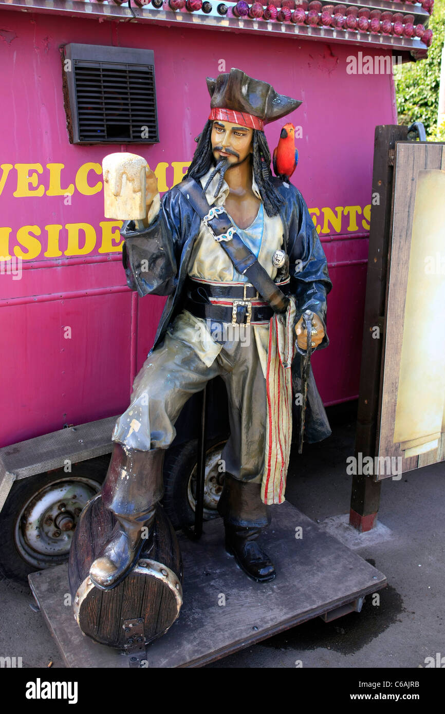 A Pirate statue complete with Parrot Stock Photo - Alamy