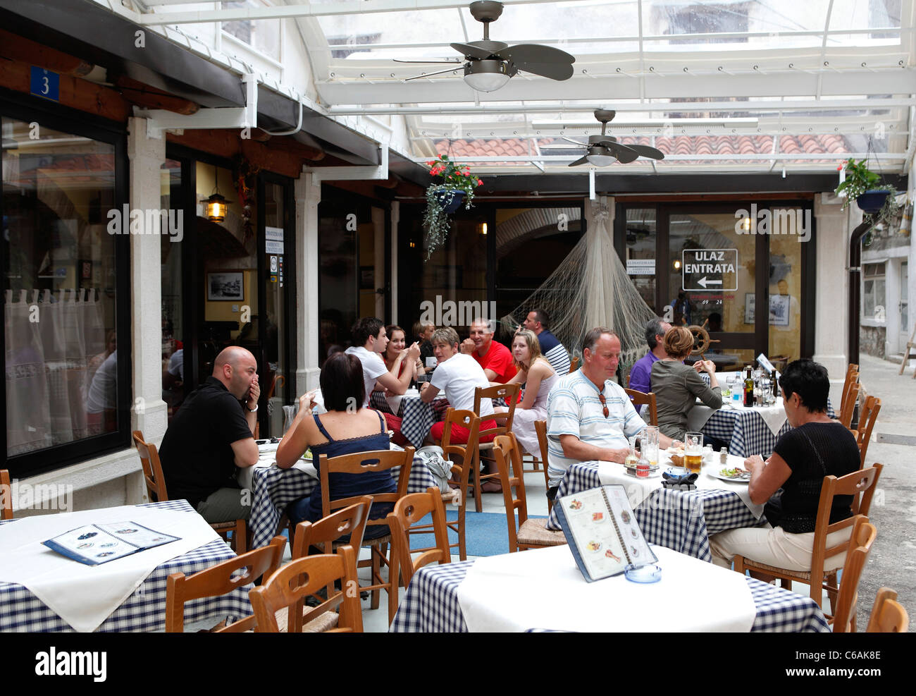 Ma Ni Restaurant in the historic town of Umag in Croatia Stock Photo ...