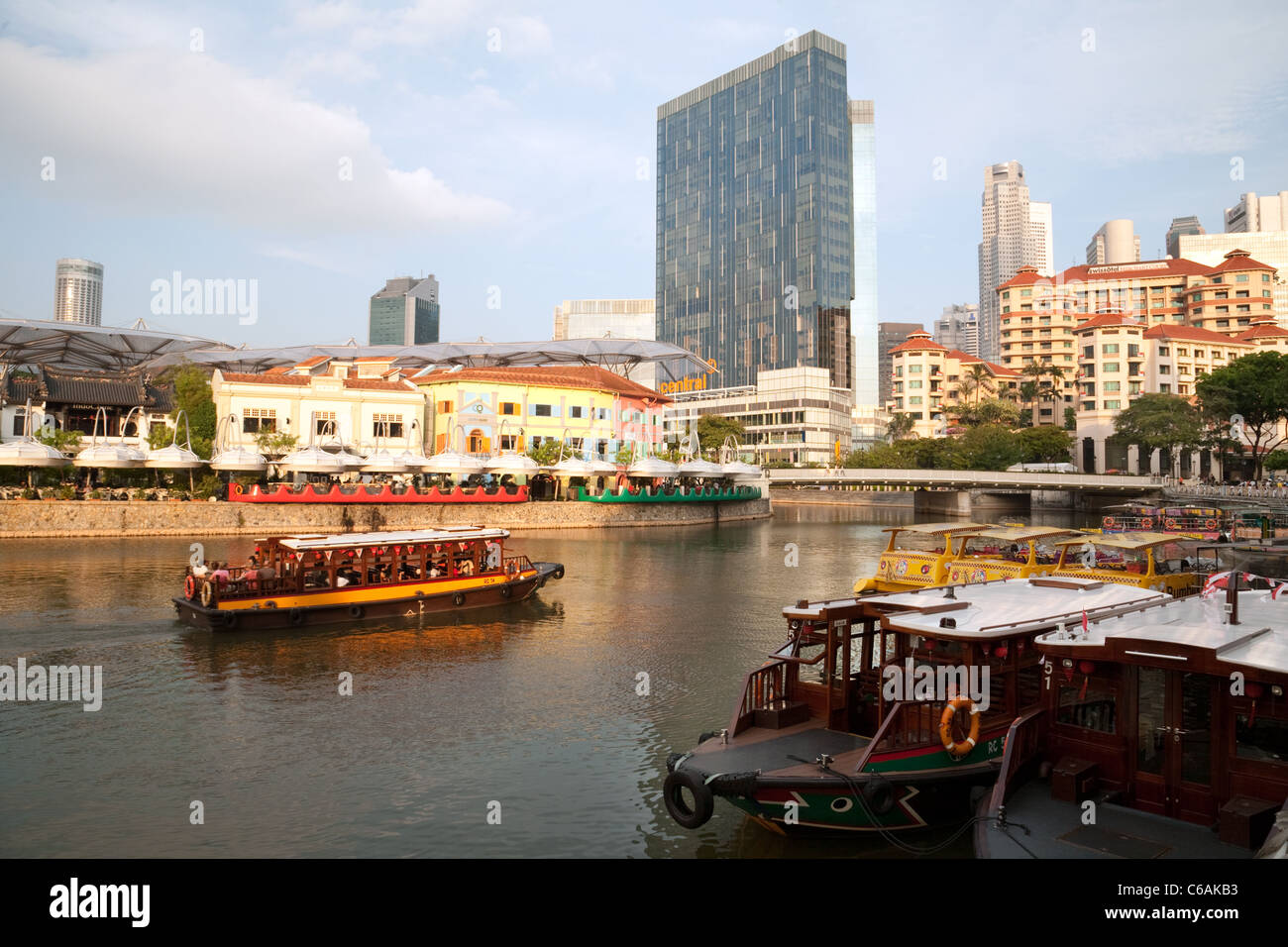 Clarke Quay and the Singapore river seen from Riverside point ...