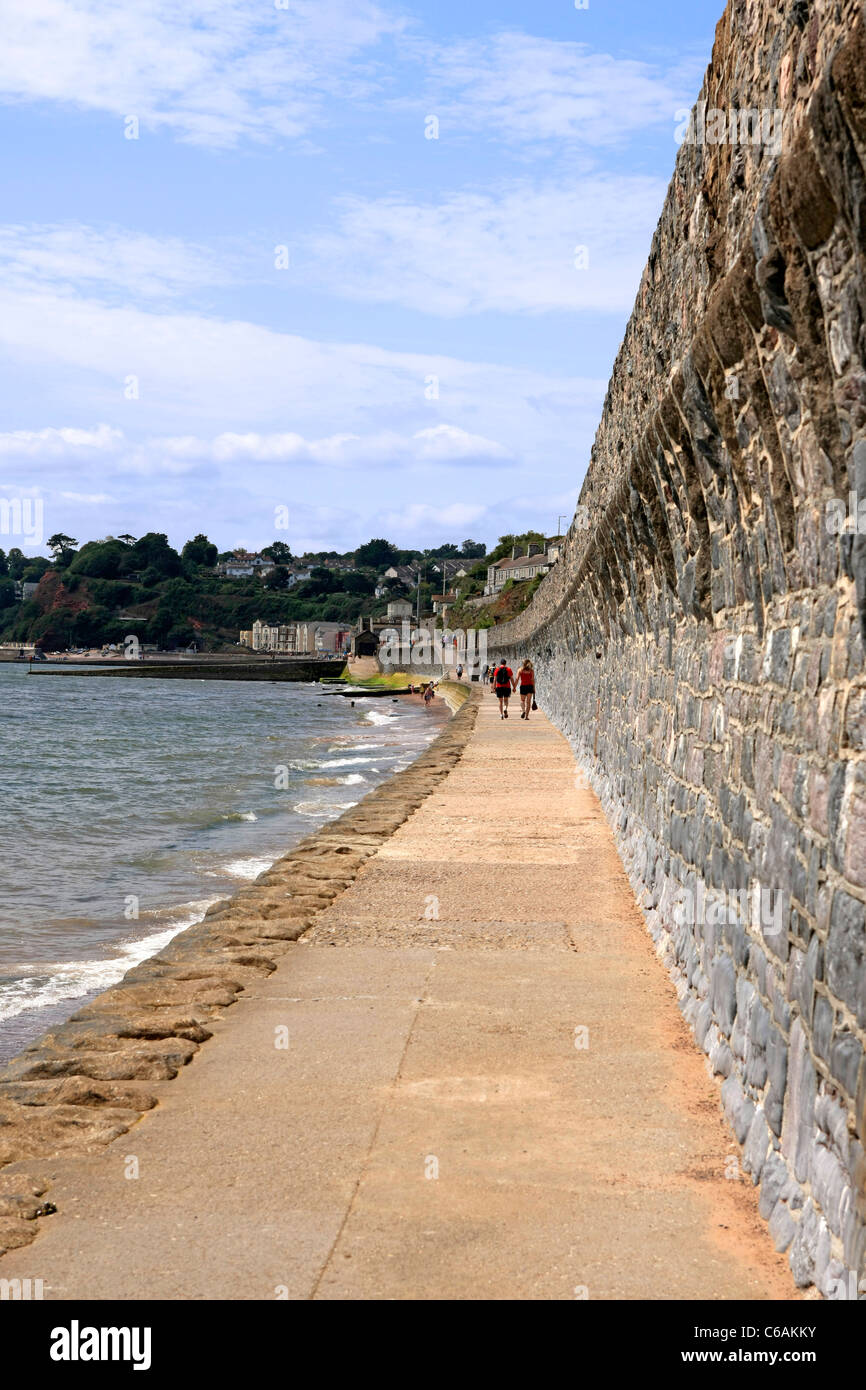 The Sea Wall and coastal path near Dawlish in Devon Stock Photo - Alamy
