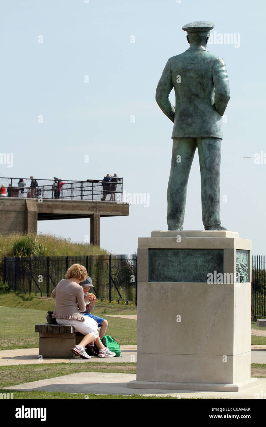 Tourists and visitors by the statue of Admiral Sir Bertram Ramsay at ...