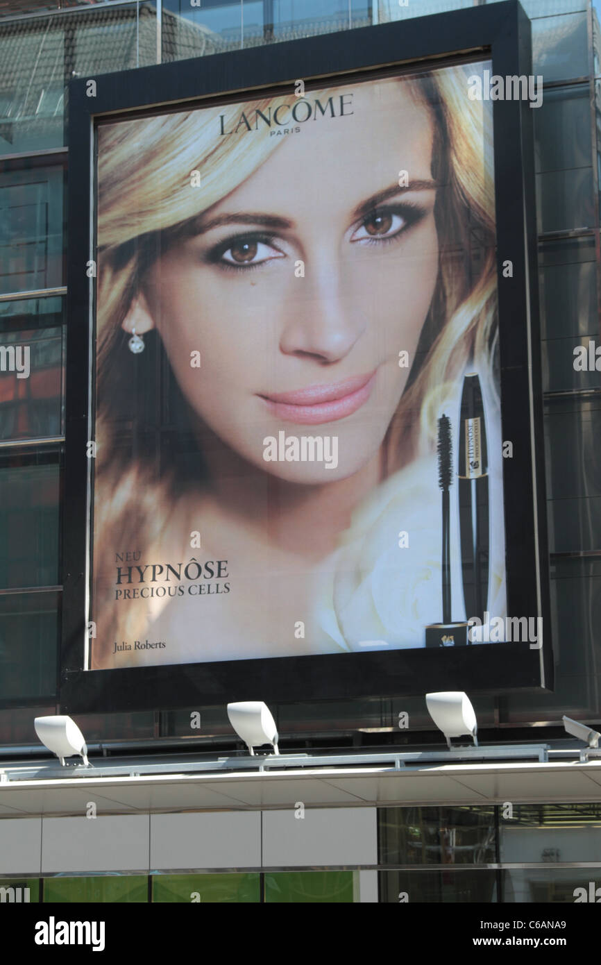 Two giant billboards of Julia Roberts promoting Lancome beauty products ...