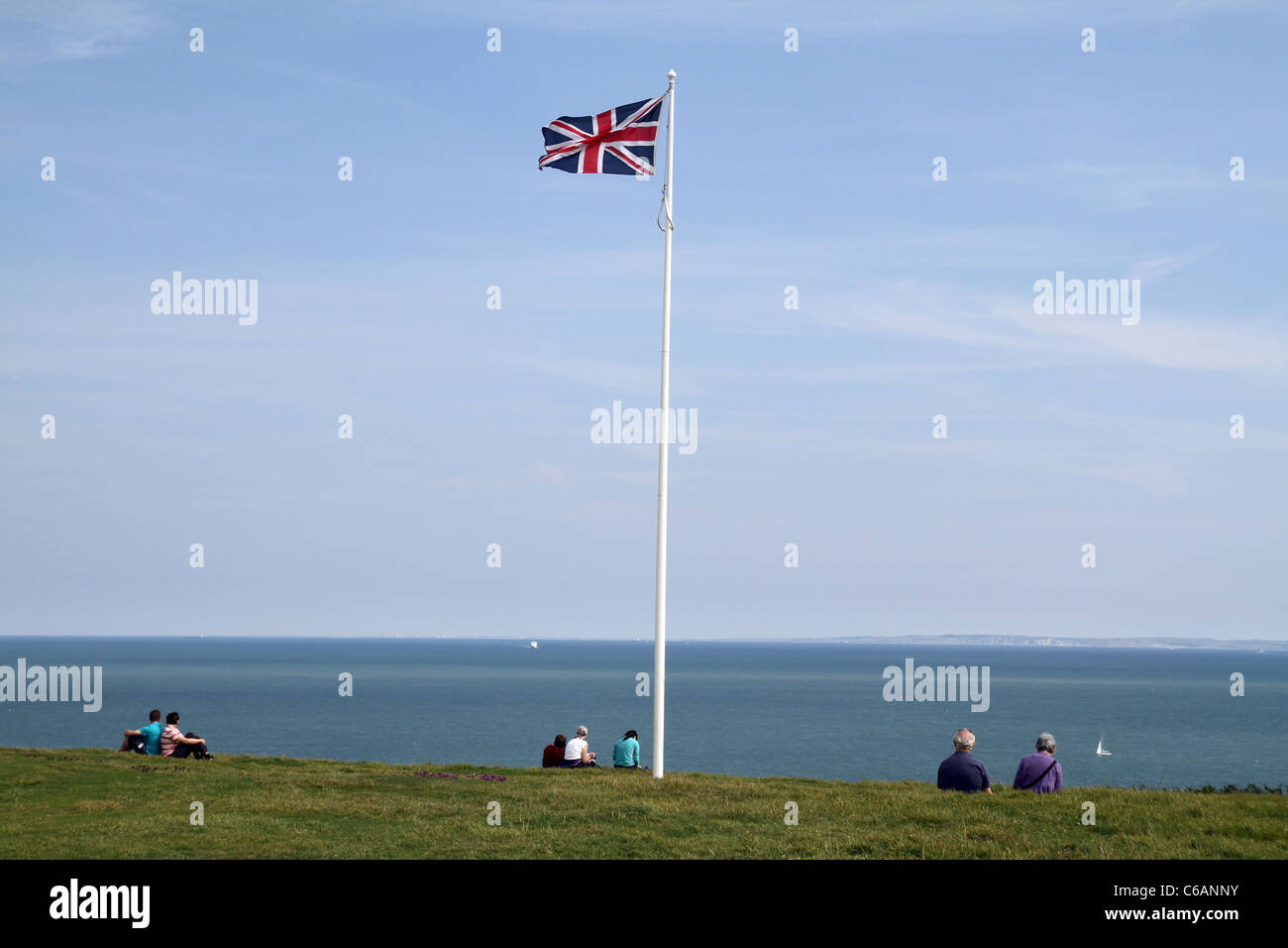 Visitors to South Foreland lighthouse on the English Channel near Dover ...