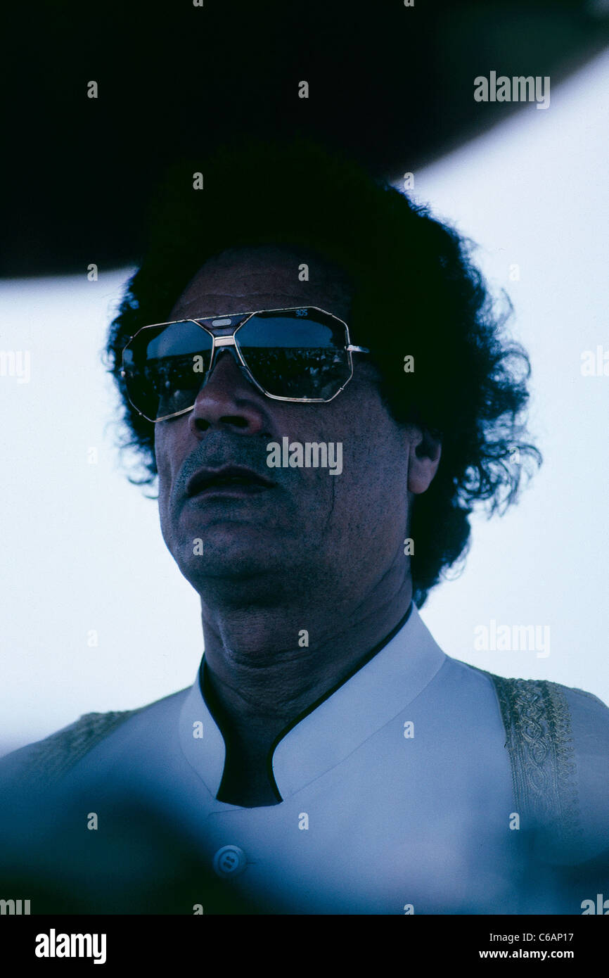 Libyan President Muammar Gaddhafi during celebrations in Tripoli ...