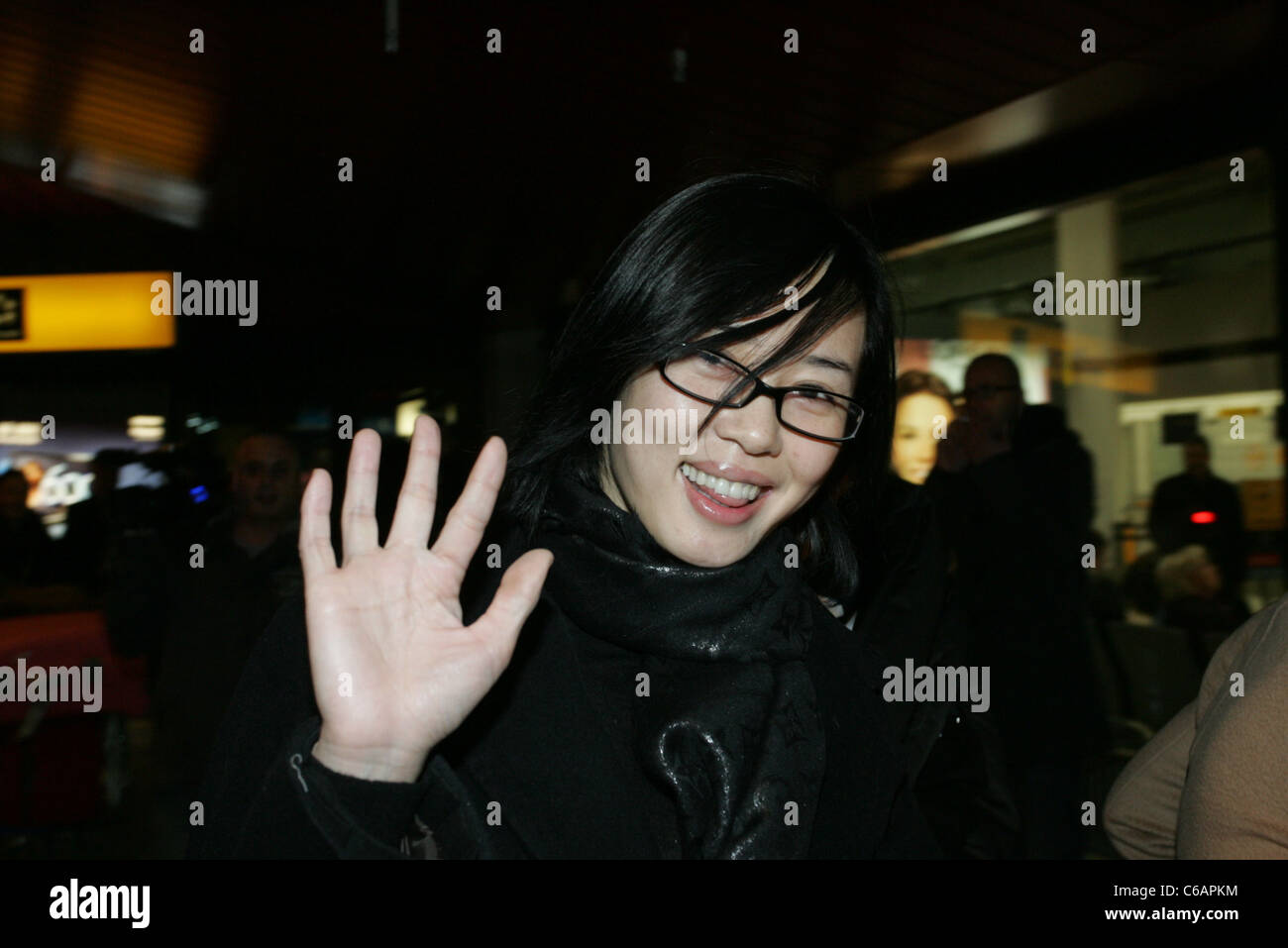 Yu Nan arriving on flight from Frankfurt at Tegel Airport. The "Speed ...