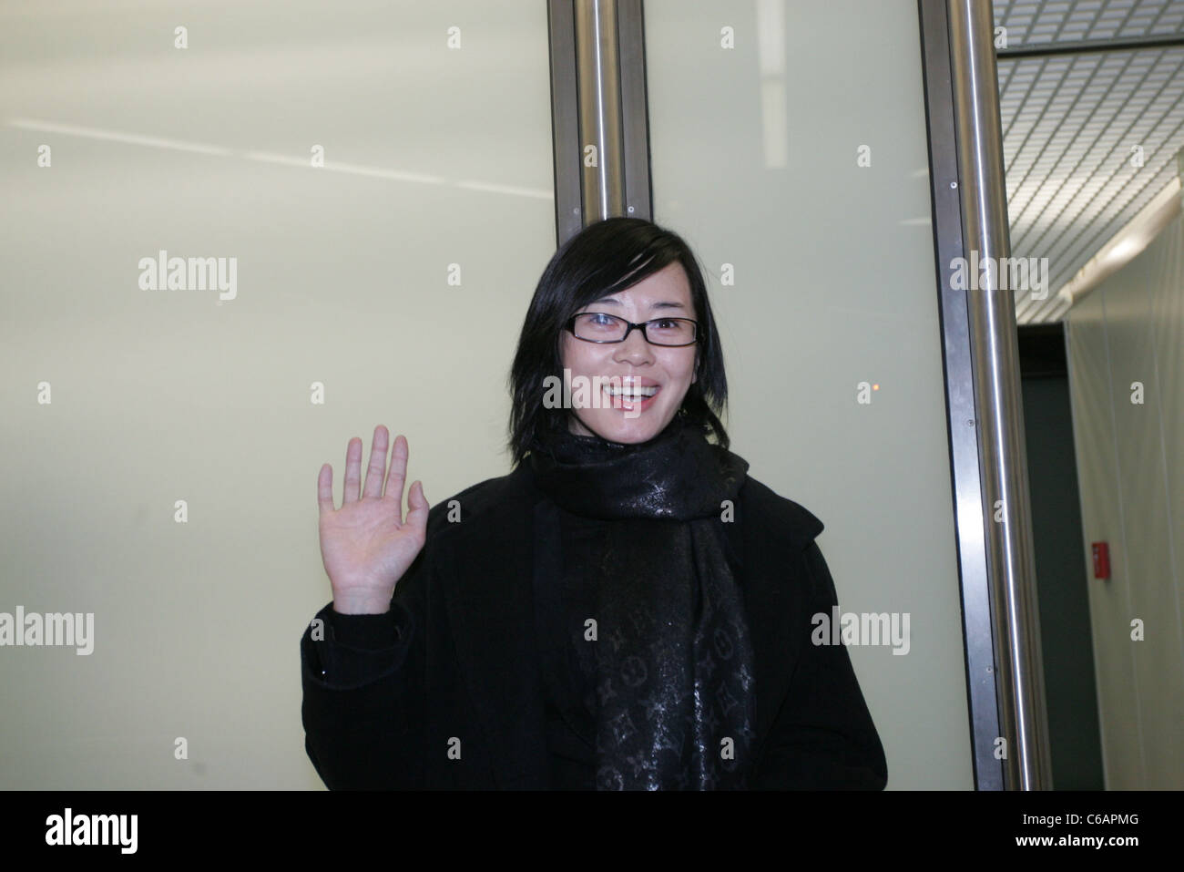 Yu Nan arriving on flight from Frankfurt at Tegel Airport. The "Speed ...