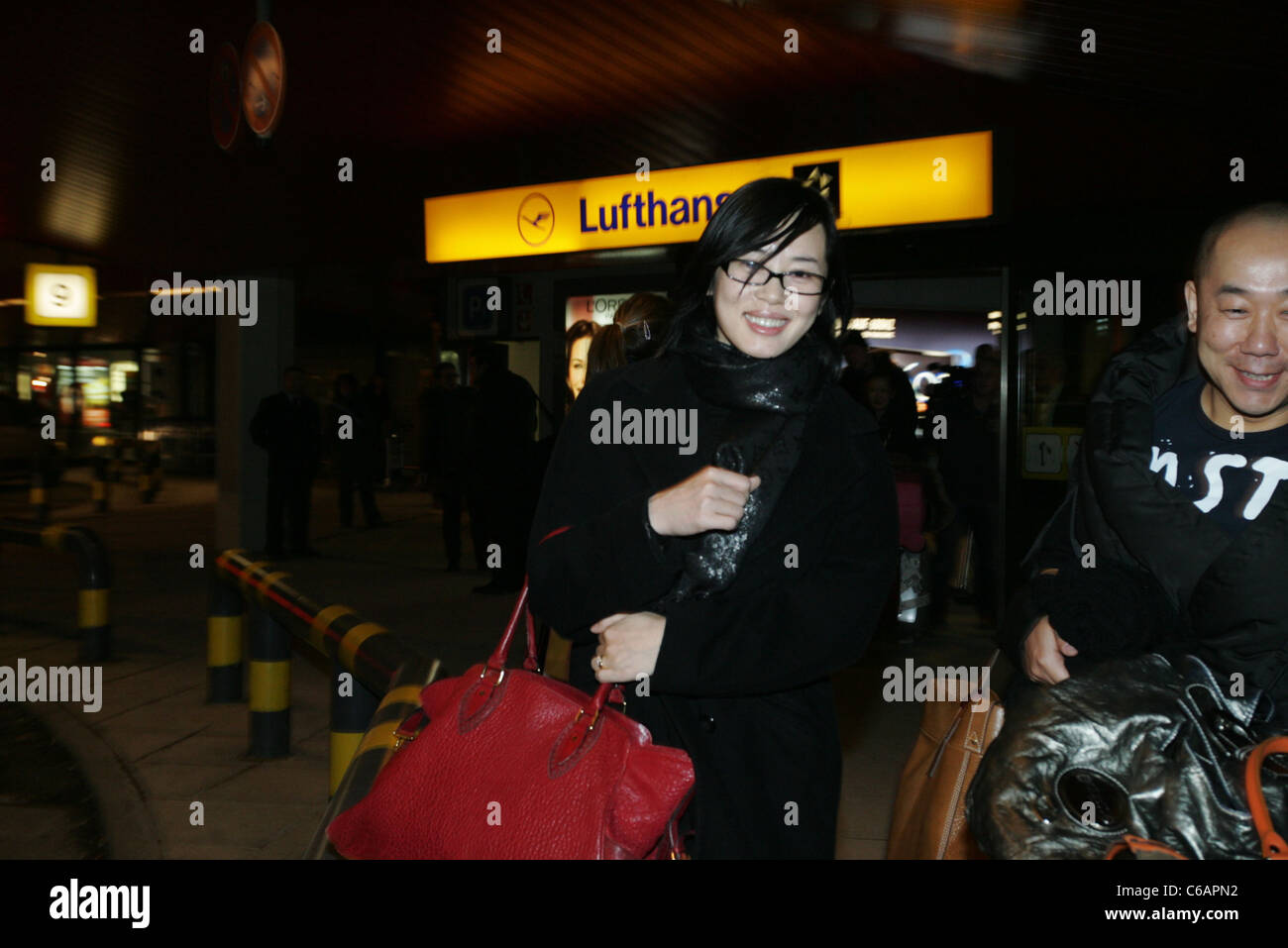 Yu Nan arriving on flight from Frankfurt at Tegel Airport. The "Speed ...