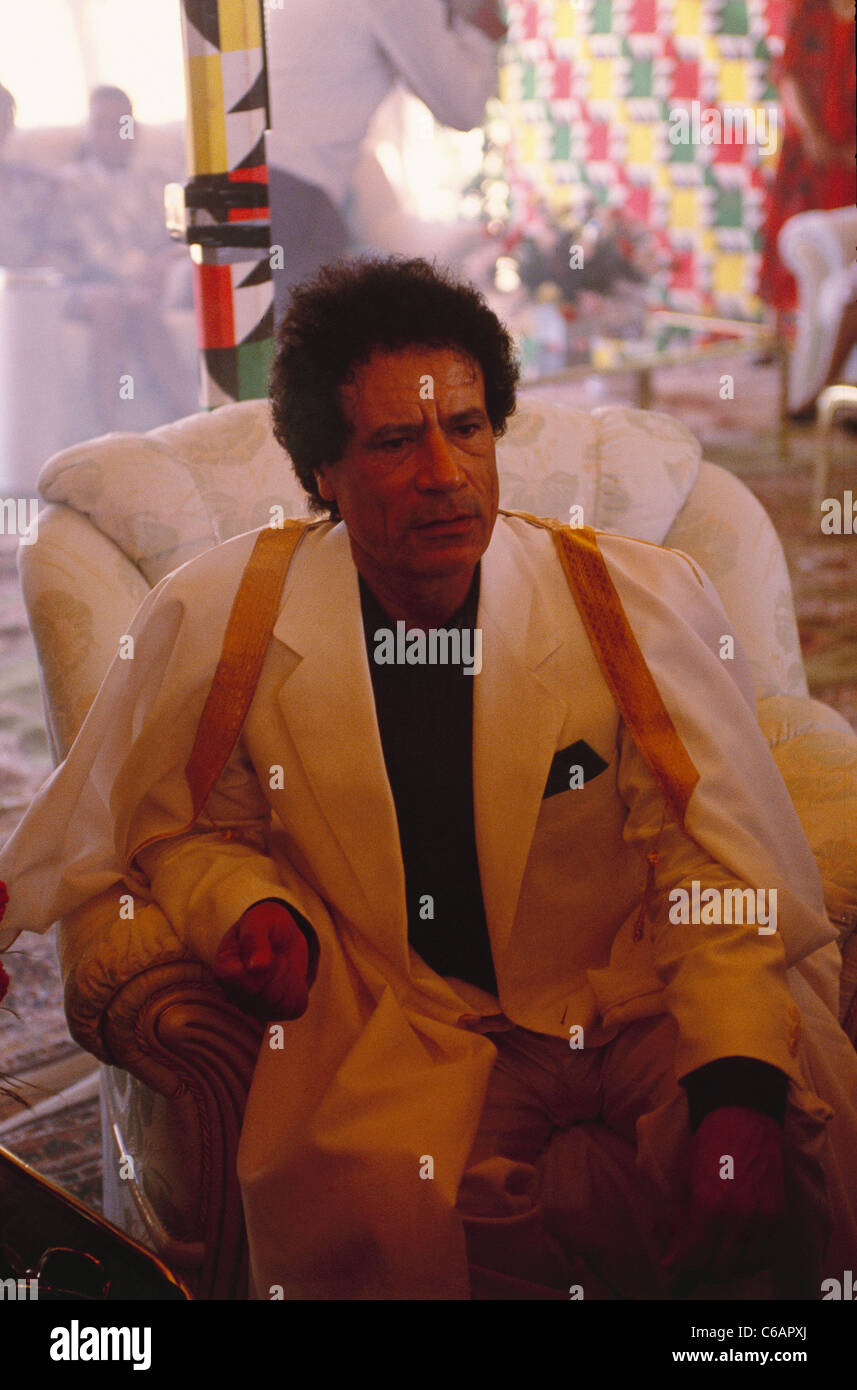 Libyan President Muammar Gaddhafi during celebrations in Tripoli ...