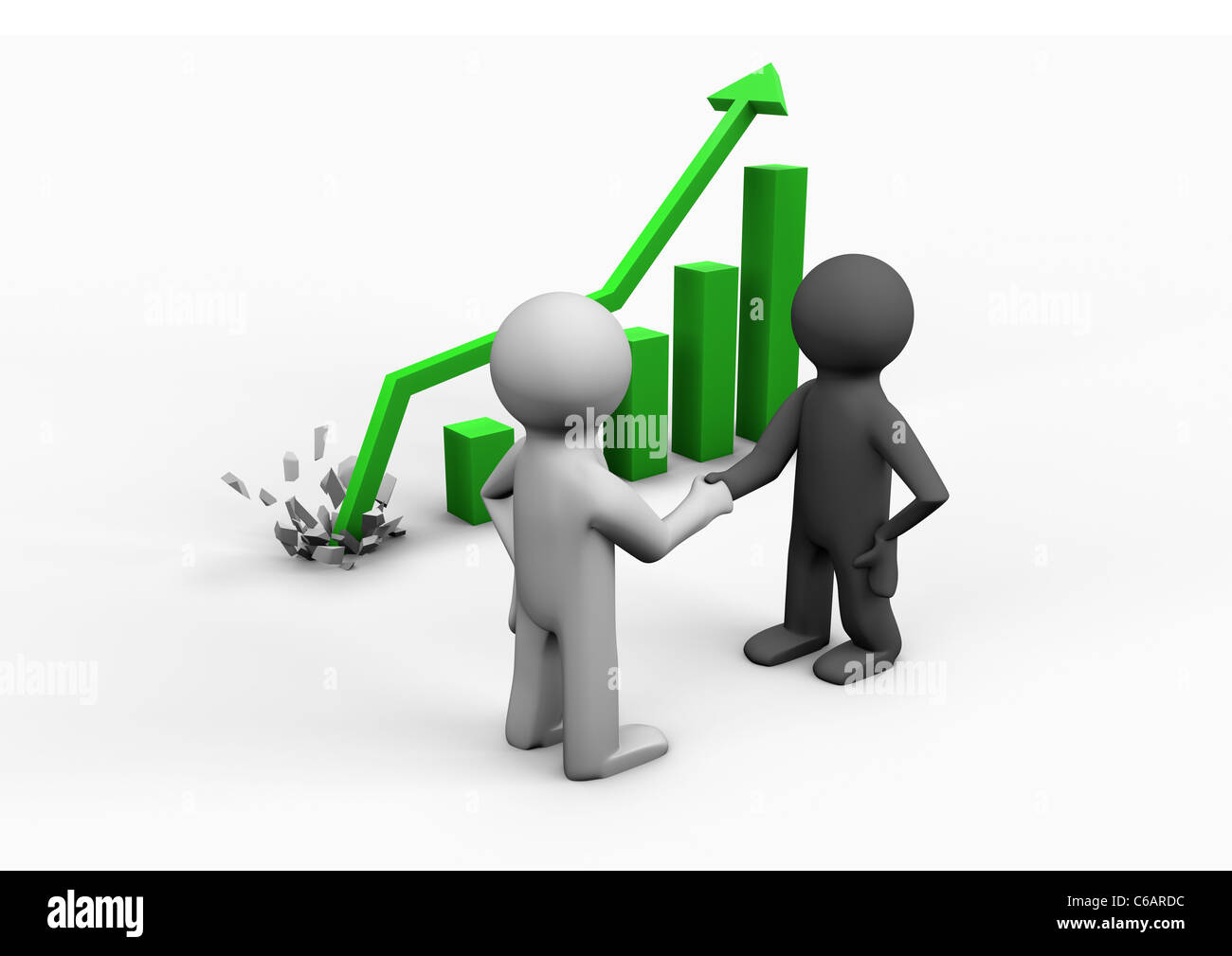 render of 2 business men making a deal Stock Photo - Alamy