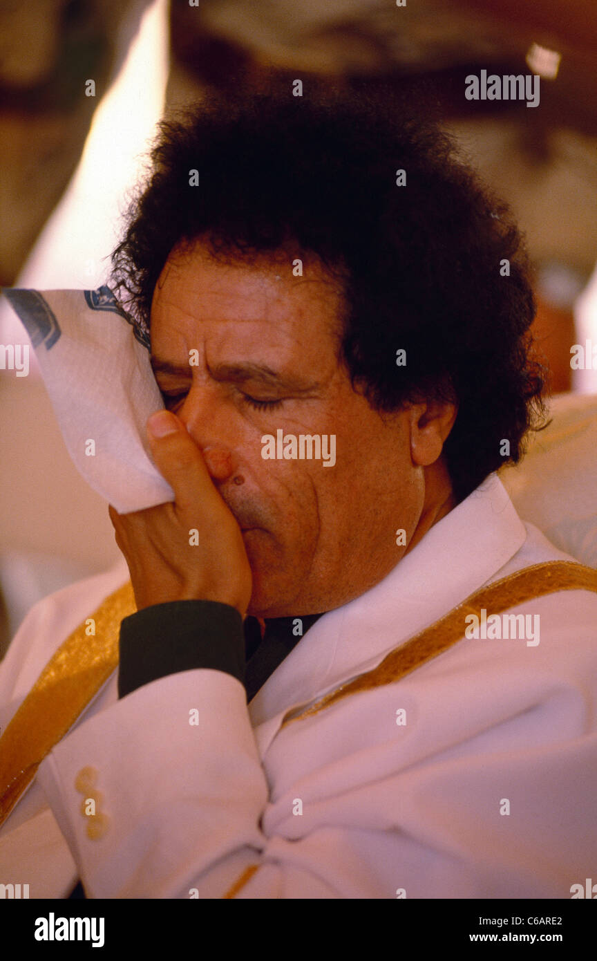 Libyan President Muammar Gaddhafi during celebrations in Tripoli ...