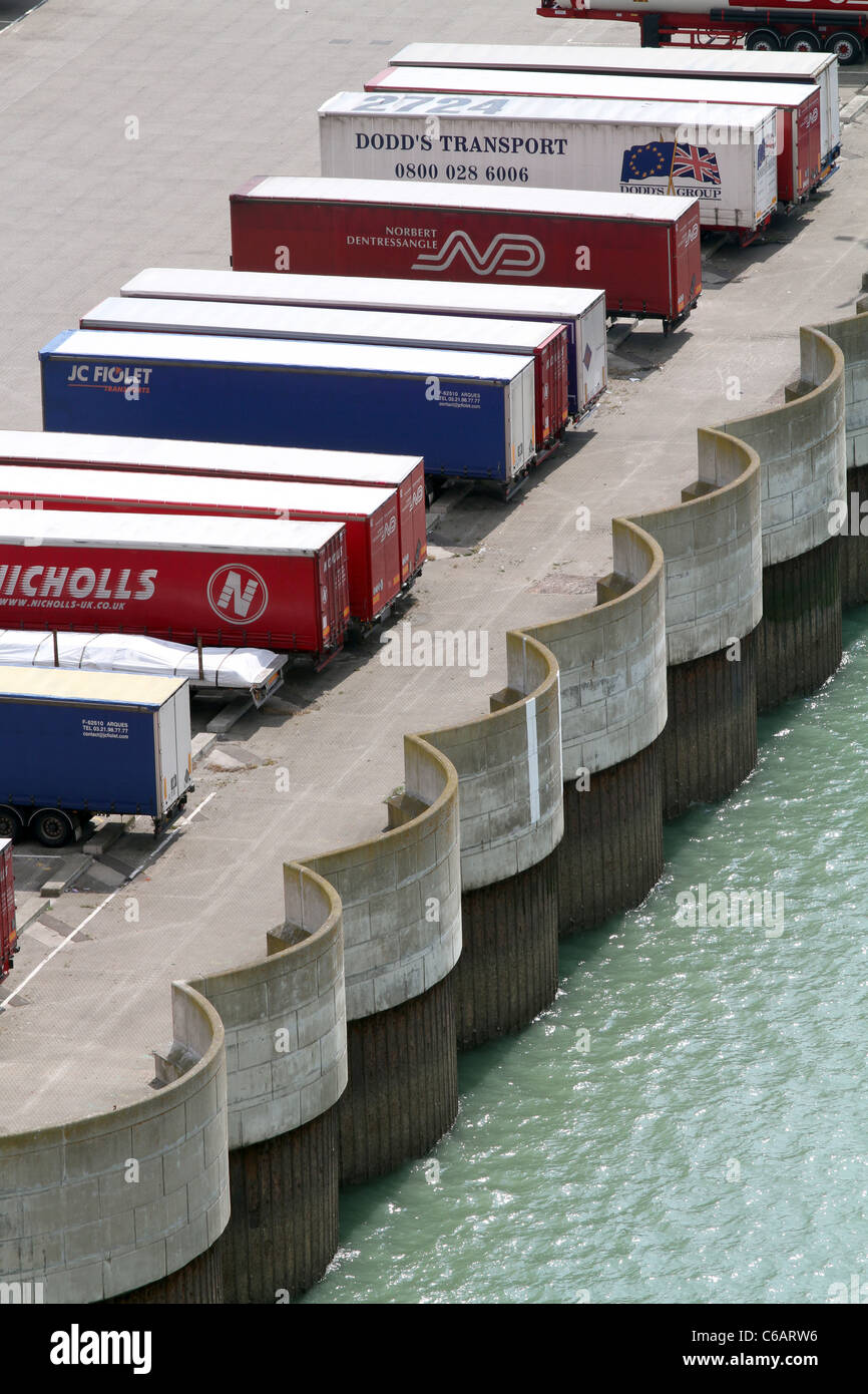 Containers with cargo using Dover ferry terminal to sail across the ...