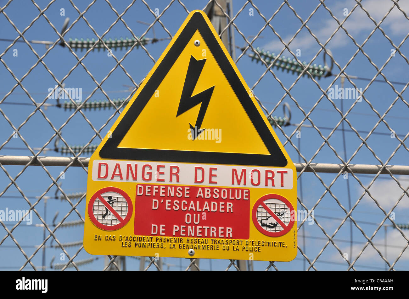 electric power station sign Auvergne France Stock Photo - Alamy