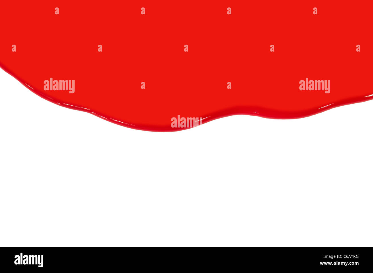 Red paint is flowing down a white background Stock Photo - Alamy