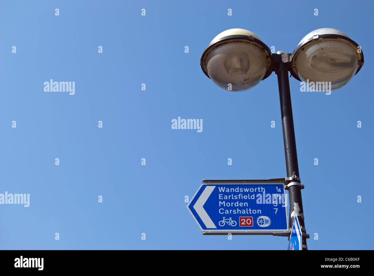 london cycle route sign showing direction and distances and wandle ...