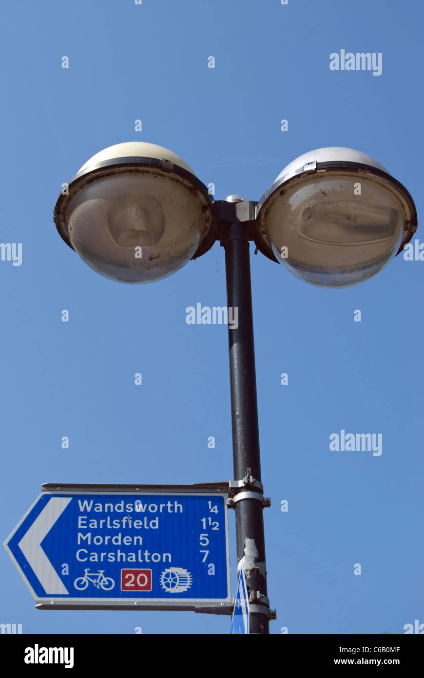 london cycle route sign showing direction and distances and wandle ...