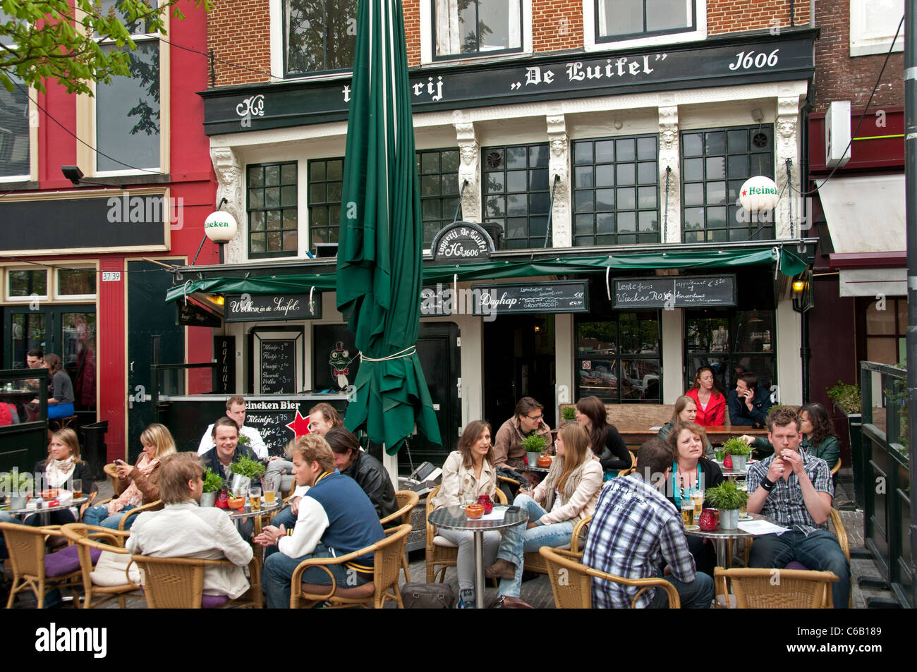 Utrecht Netherlands pavement bar restaurant pub Stock Photo - Alamy