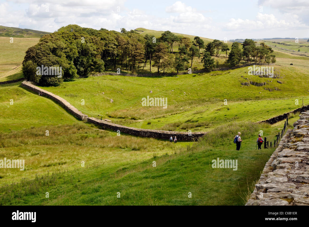 Hadrian's Wall viewed from Housesteads Roman Fort, Northumberland ...