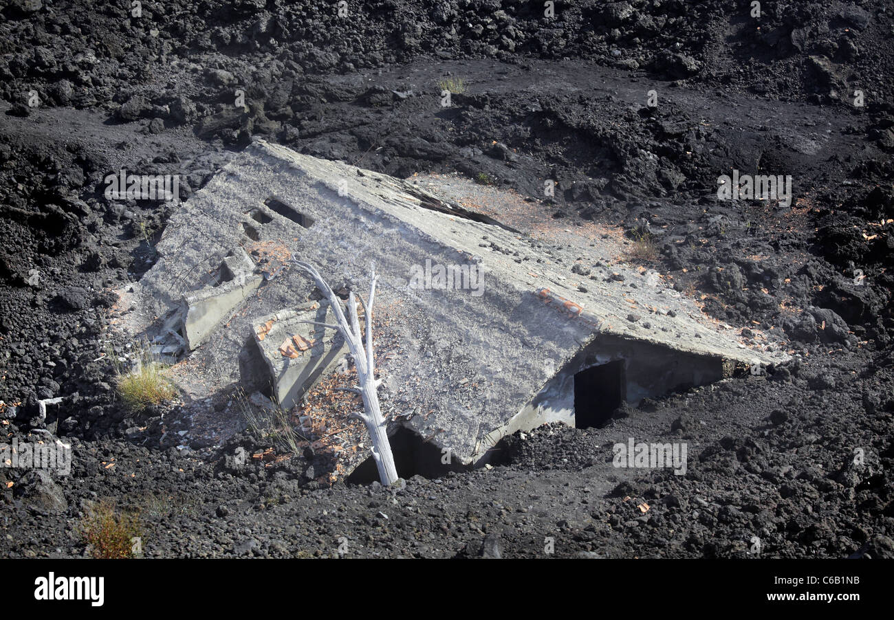 House after a volcanic eruption Stock Photo - Alamy