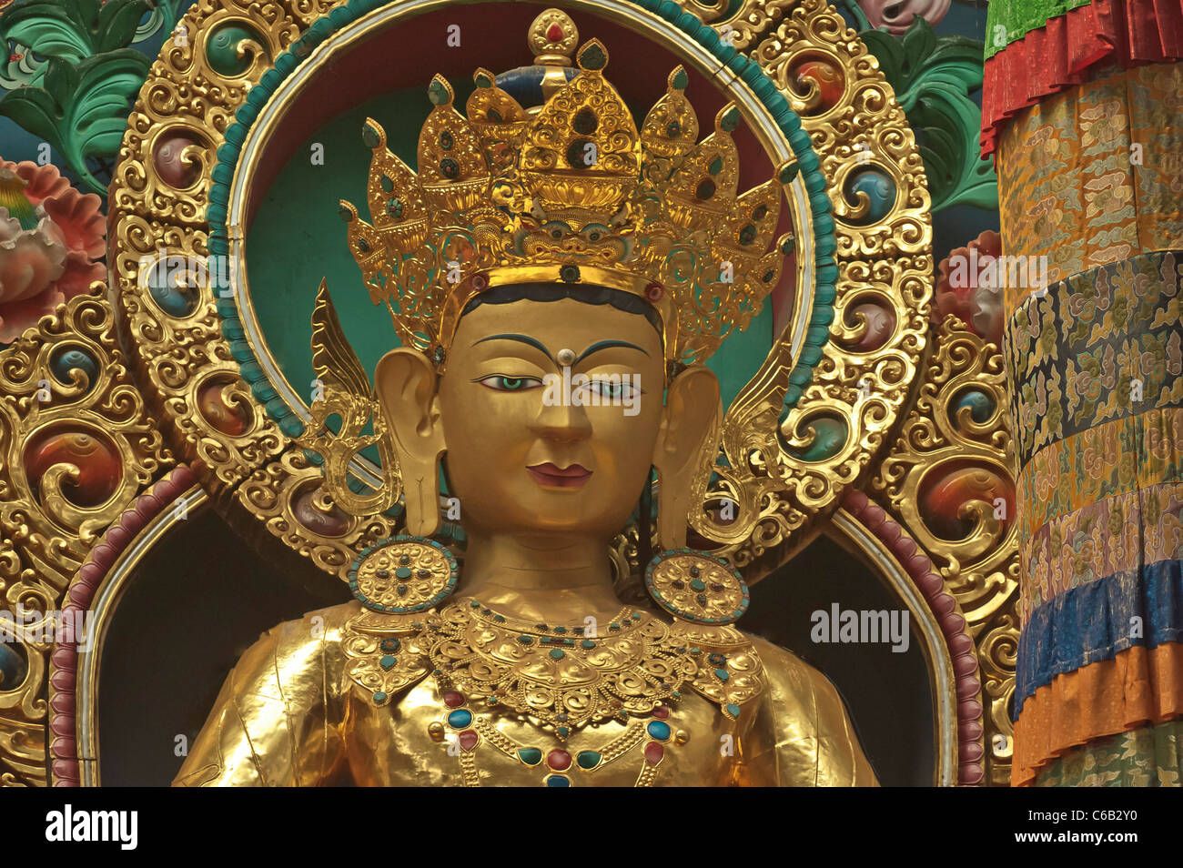Tibetan Buddhist God of Wealth at Tibetan Buddhist Monastry at Kushal ...