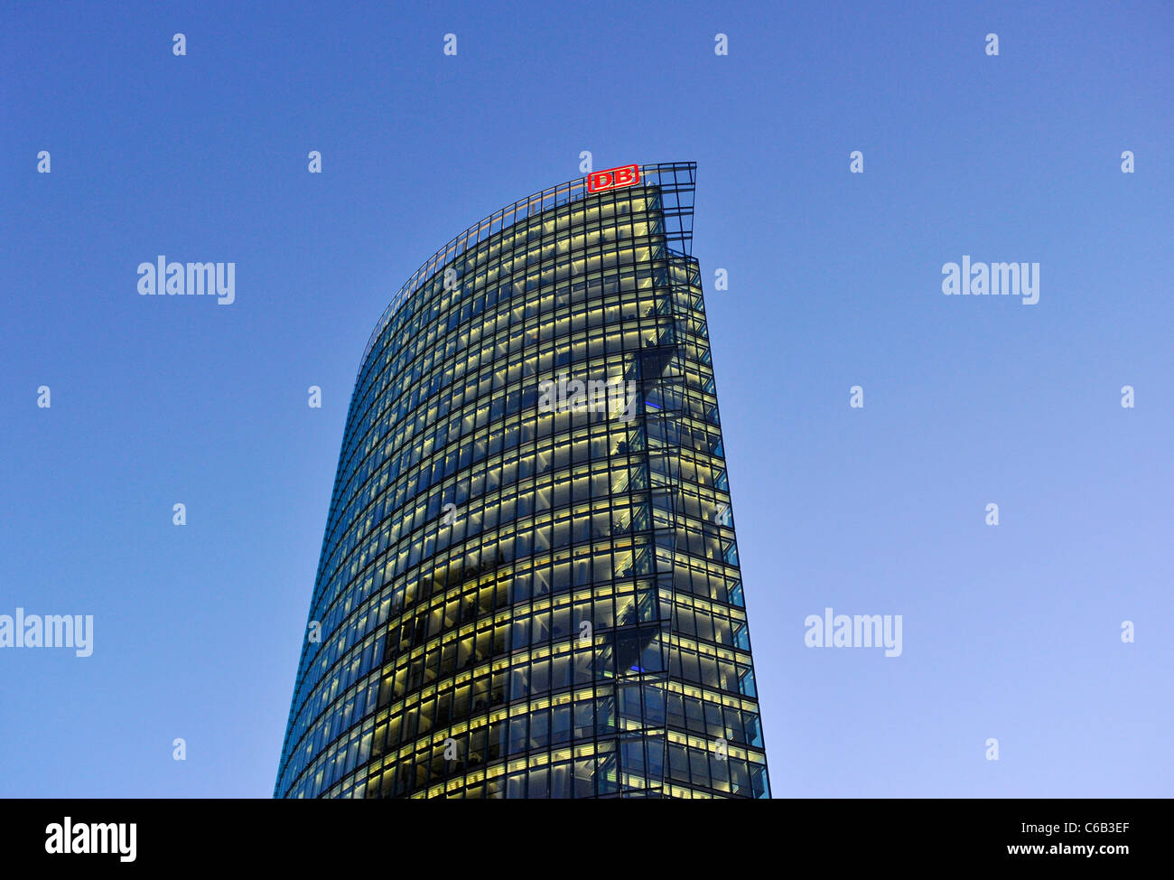 Potsdamer Platz square, in the early morning twilight, Mitte district ...