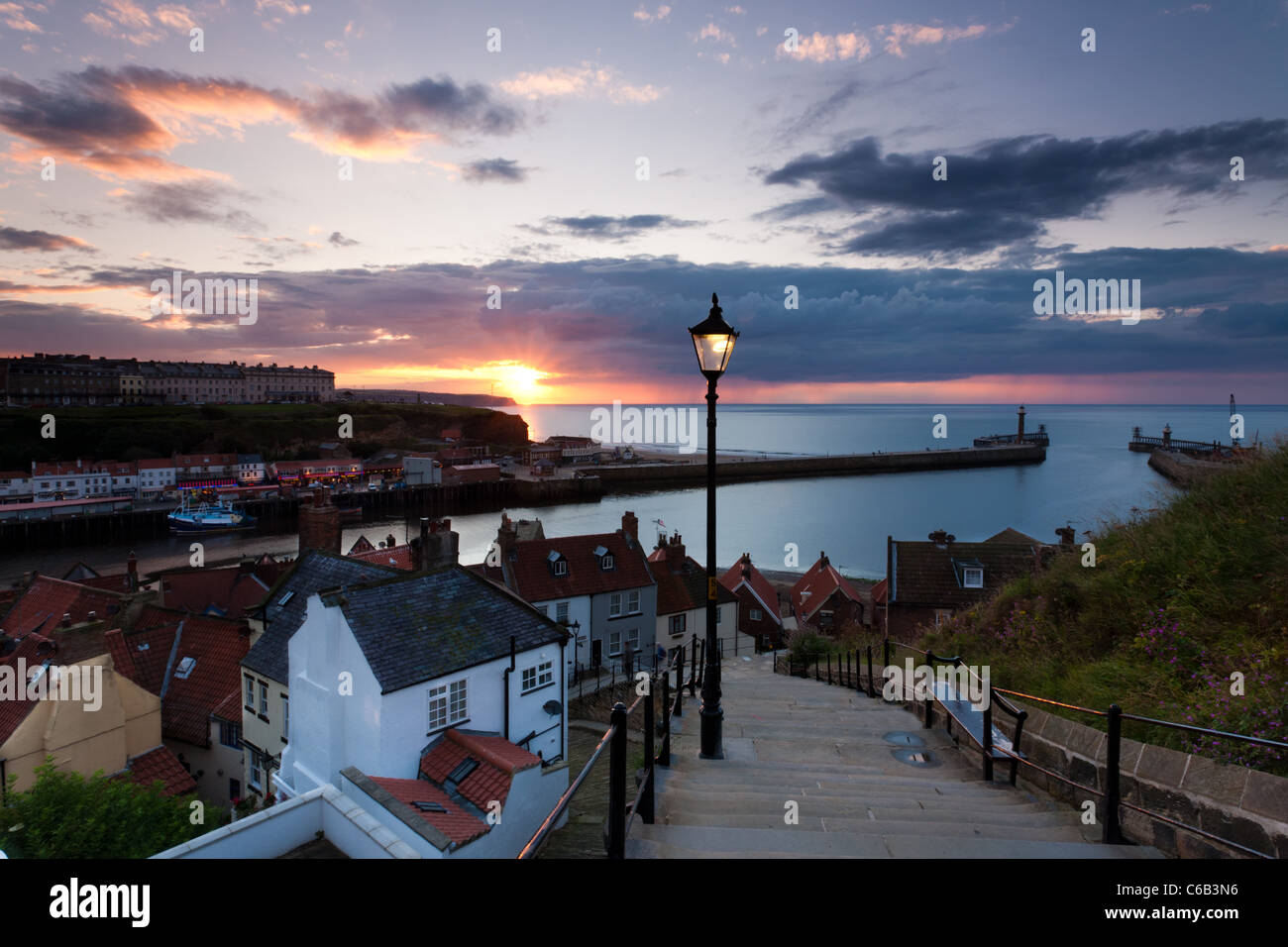 Sunset from 199 Steps, Whitby, North Yorkshire Stock Photo - Alamy
