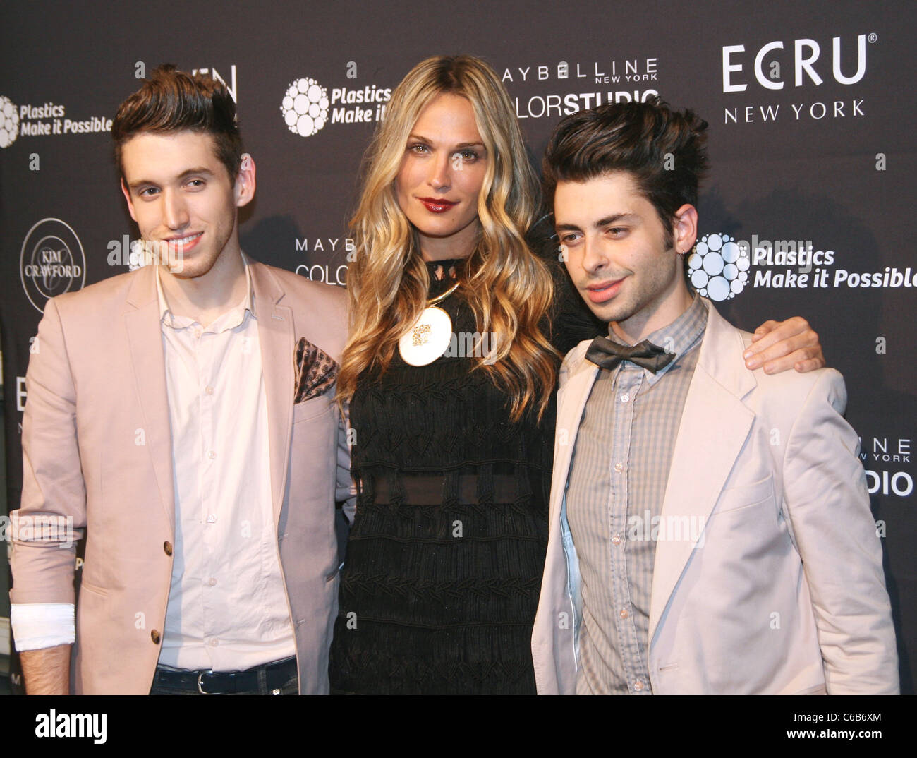 Daniel Feld of WesFeld, Molly Sims and Wesley Nault of WesFeld Gen Art ...