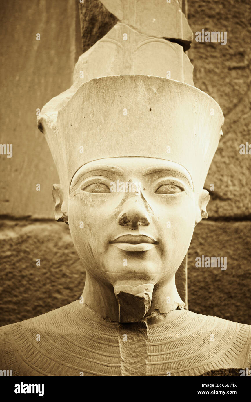 Red sandstone 18th Dynasty Amun and Amunet Dyad statue in the Court of ...