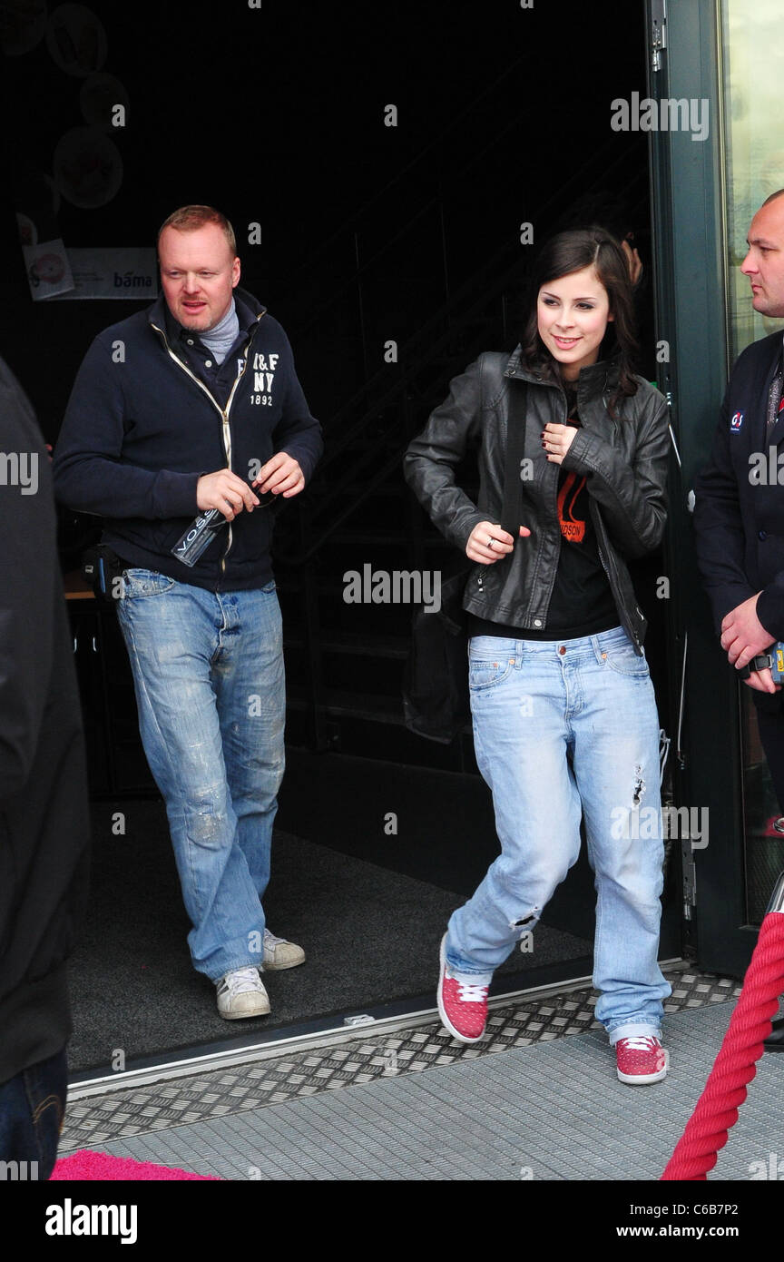 Lena Meyer Landrut and her mentor Stefan Raab leaving the Telenor Arena ...