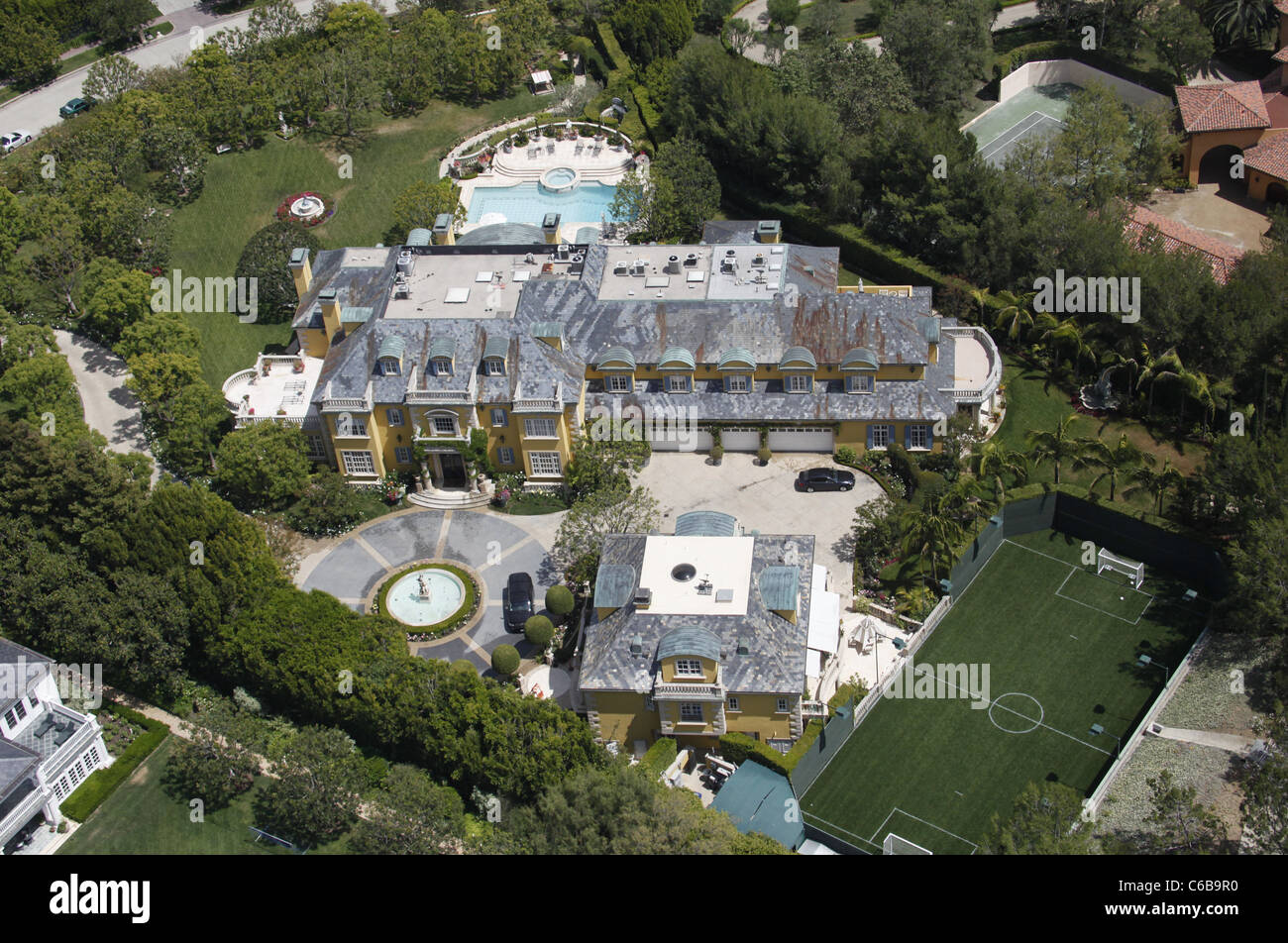 Aerial view of the house Rod Stewart lives in in a gated community. The ...